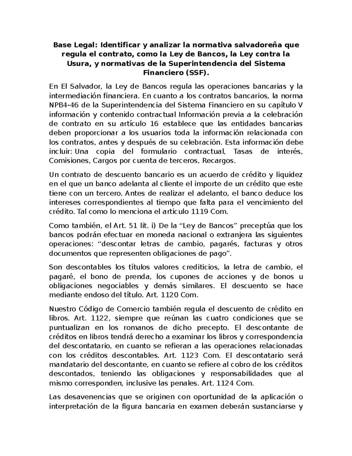 Base Legal - DETALLES DE DERECHO BANCARIO - Base Legal: Identificar y ...