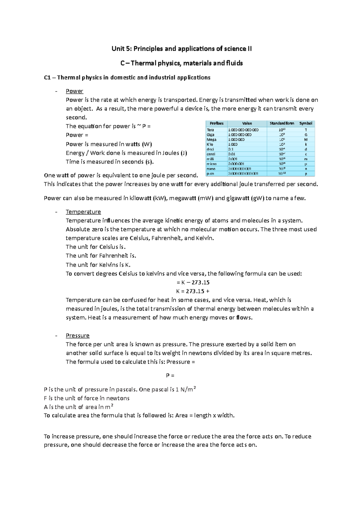 Physics Revision for 2021- 2022 - Unit 5: Principles and applications ...
