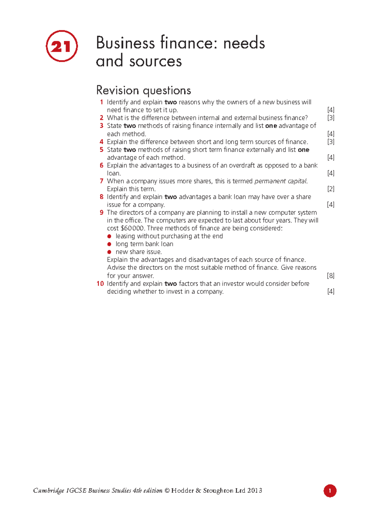 Igcse Business 21 Question - Cambridge IGCSE Business Studies 4th ...