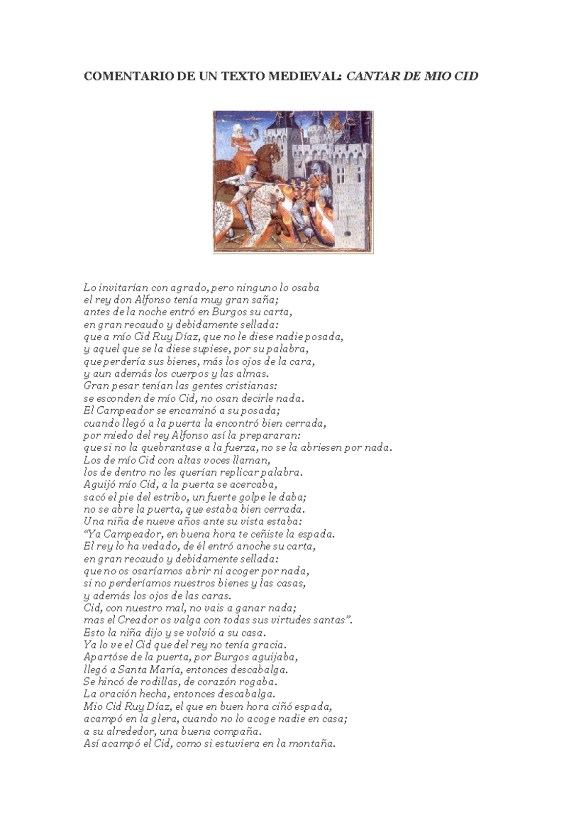 5. Comentario DE UN Texto Medieval - COMENTARIO DE UN TEXTO MEDIEVAL ...