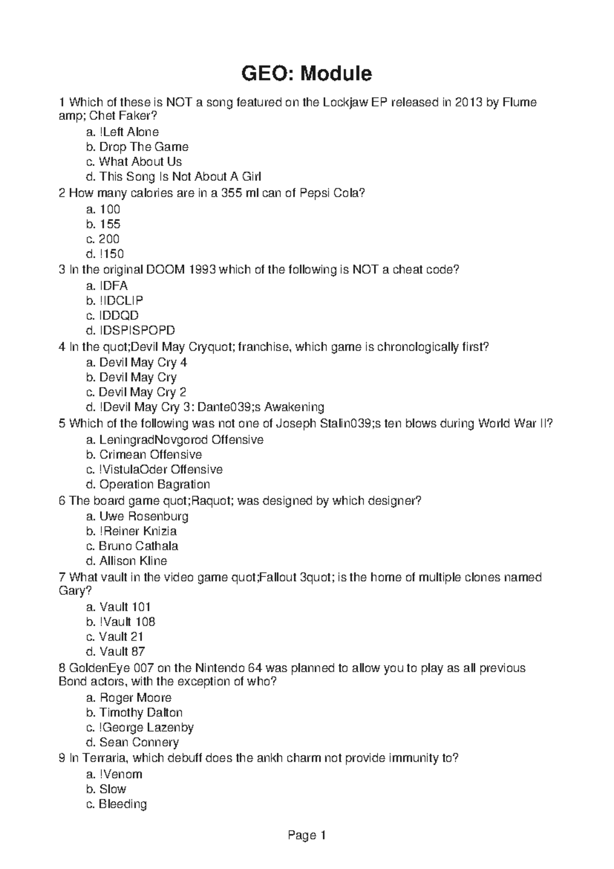 GEO147 Powerpoint 8 - GEO: Module 1 Which of these is NOT a song ...
