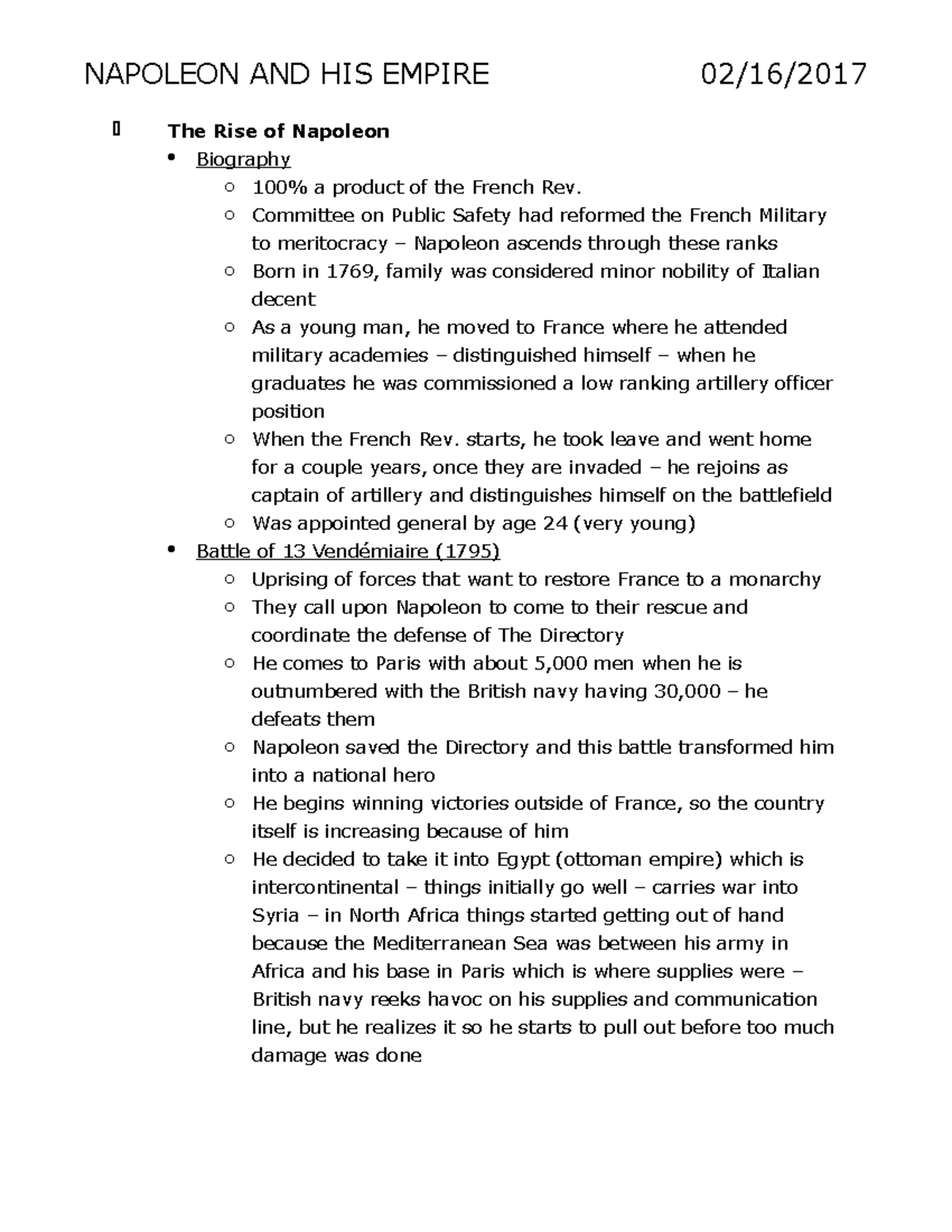 Napoleon and His Empire 021617 - NAPOLEON AND HIS EMPIRE The Rise of ...