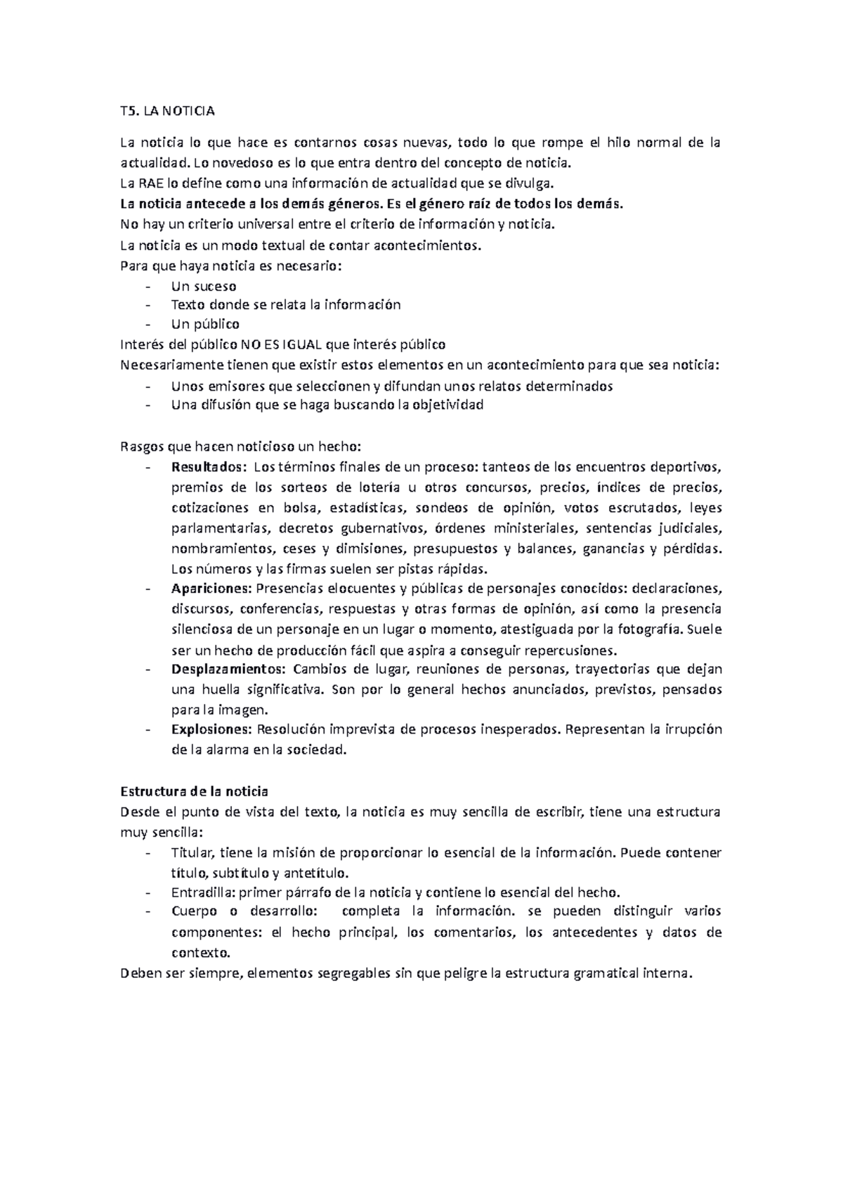Tema 5: la noticia - Warning: TT: undefined function: 32 T5. LA NOTICIA La noticia lo que hace ...