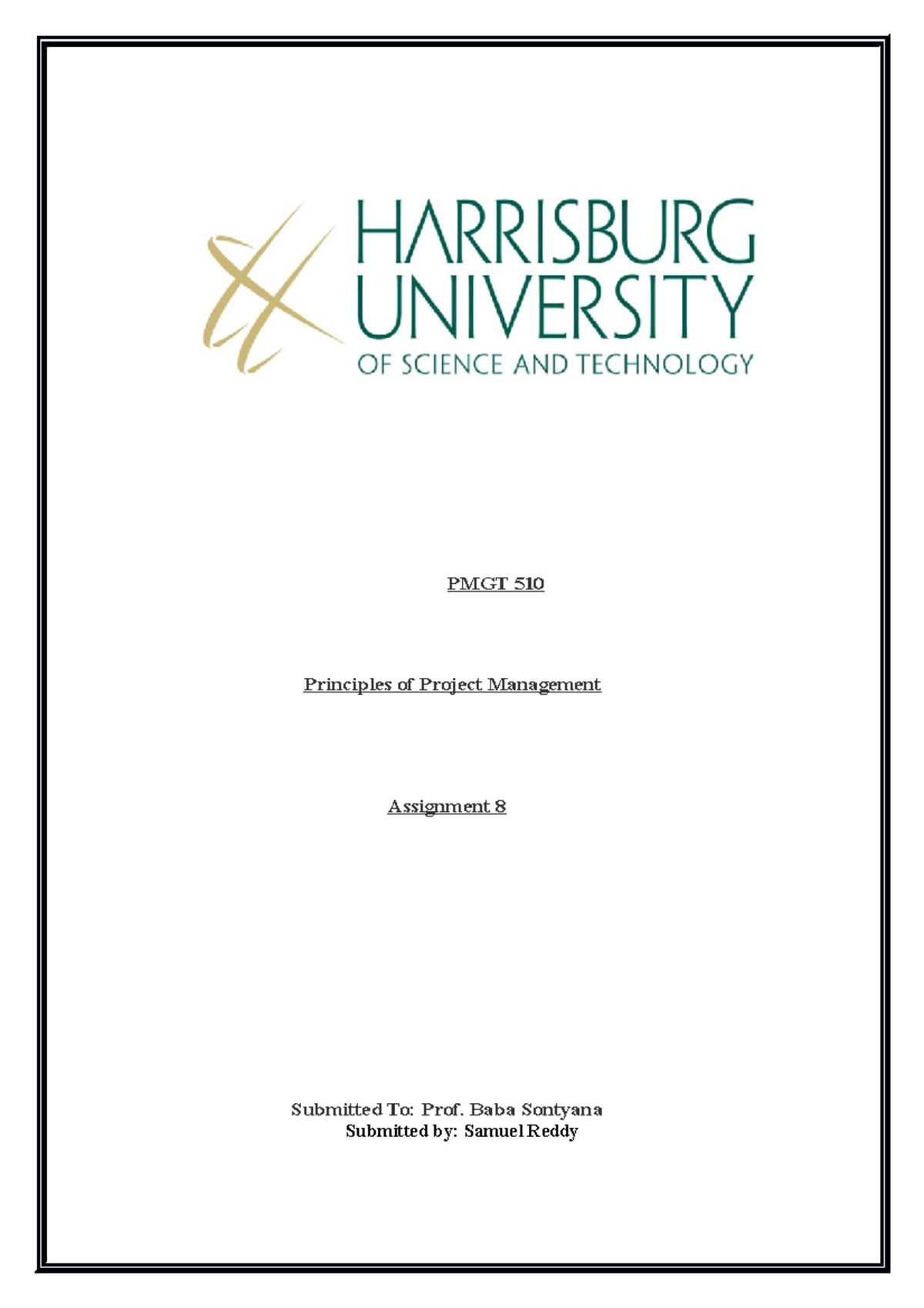 Principles of Project Management Assignment - Studocu