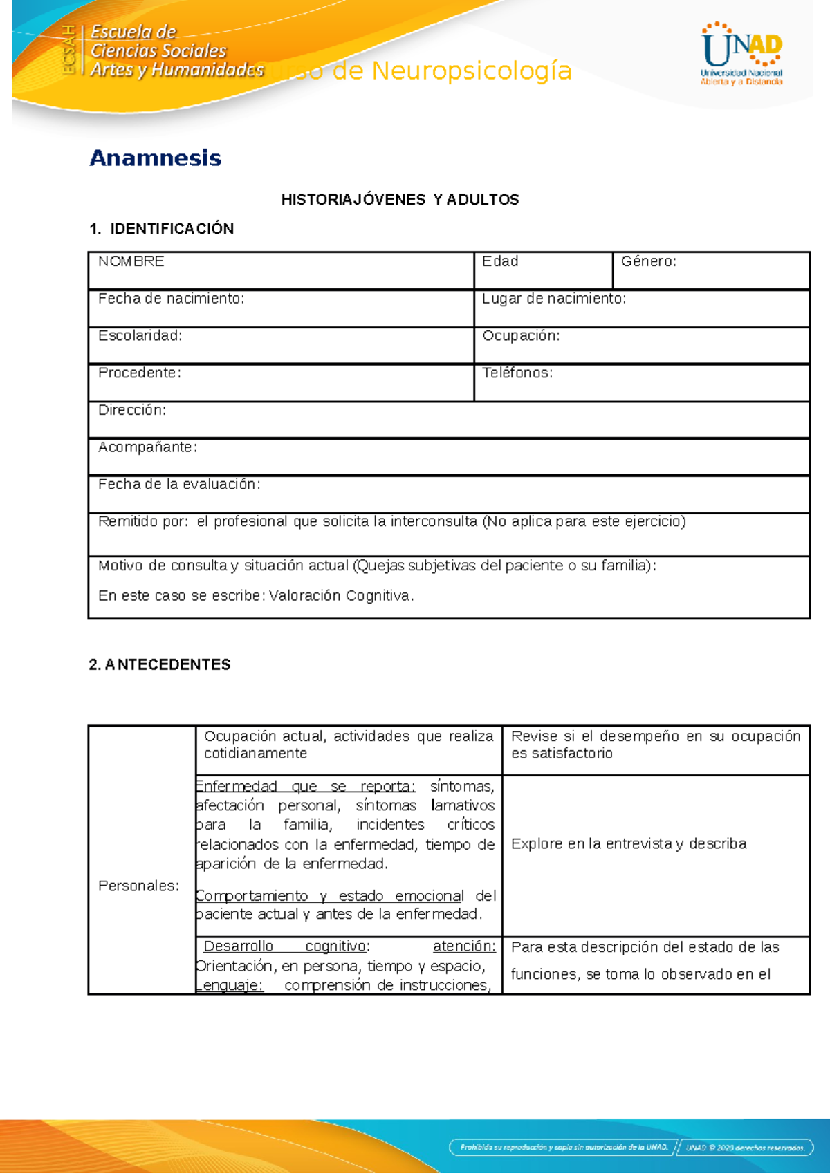 Anexo 3 Anamnesis - Entrevista que se le realiza al menor - Curso de ...