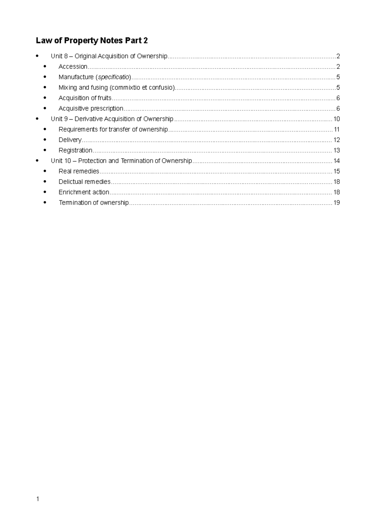 Property Notes Part 2 - Law of Property Notes Part Unit 8 – Original ...