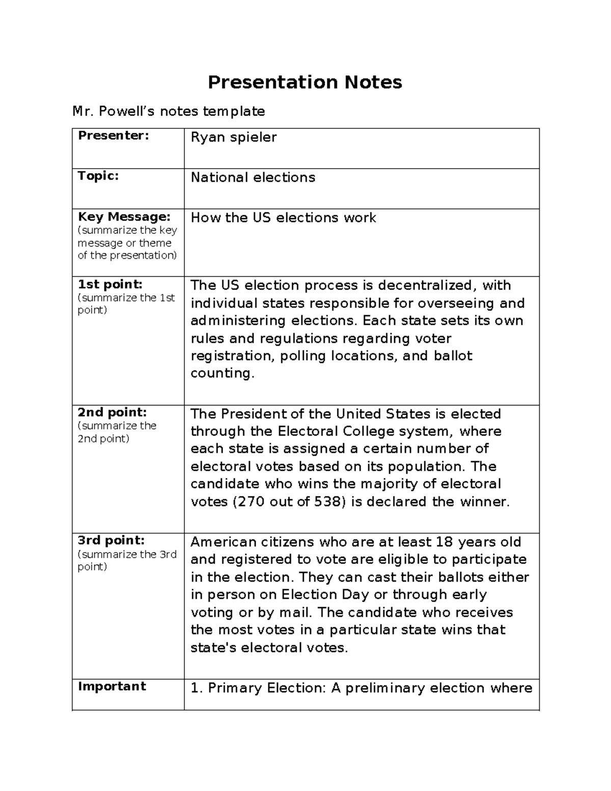 Mr. Powells notes taking template 1 2 - Presentation Notes Mr. Powell’s ...