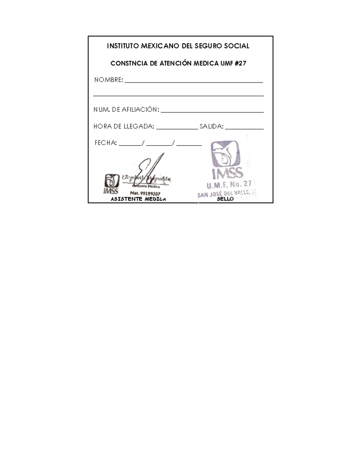 Justificante Medico IMSS - Medicina de Familia - INSTITUTO MEXICANO DEL ...