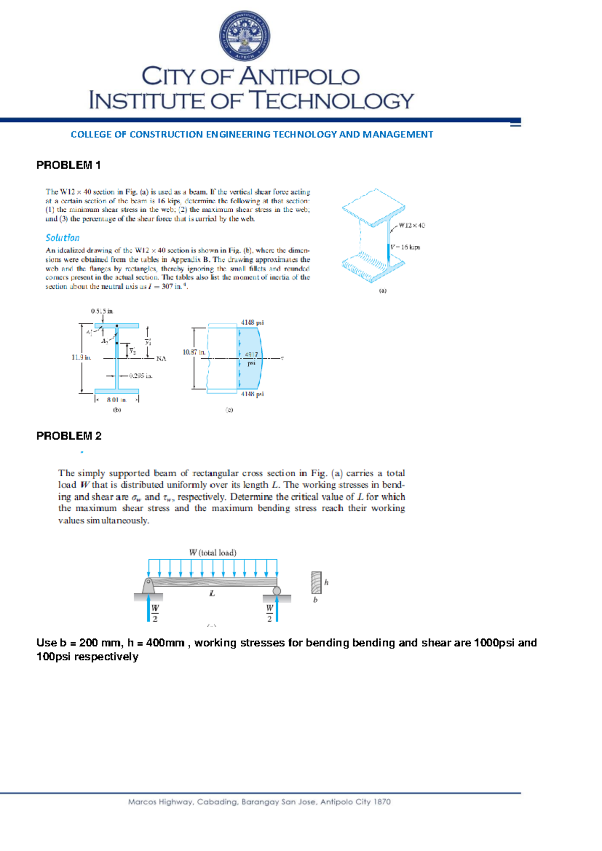 Quiz5 - quiz - Theory of Structure - COLLEGE OF CONSTRUCTION ...
