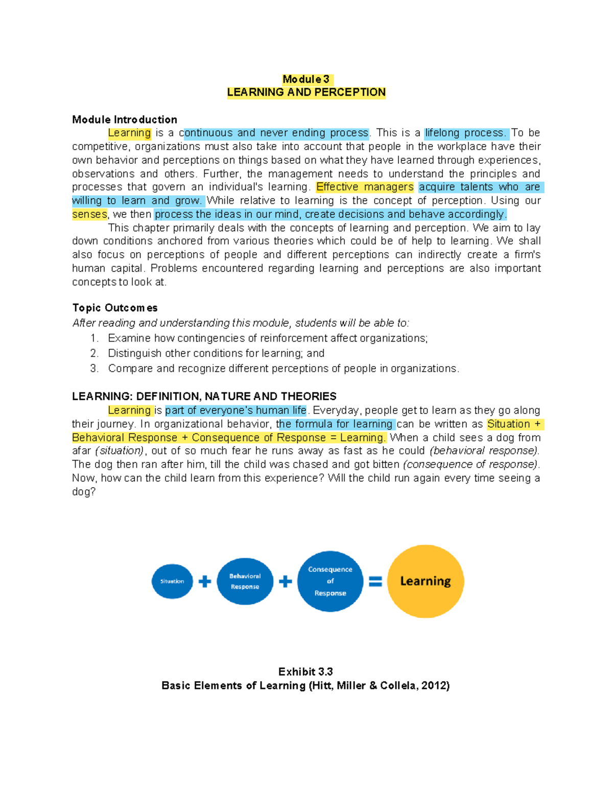 Module 3 - Learning and Perception - Module 3 LEARNING AND PERCEPTION ...