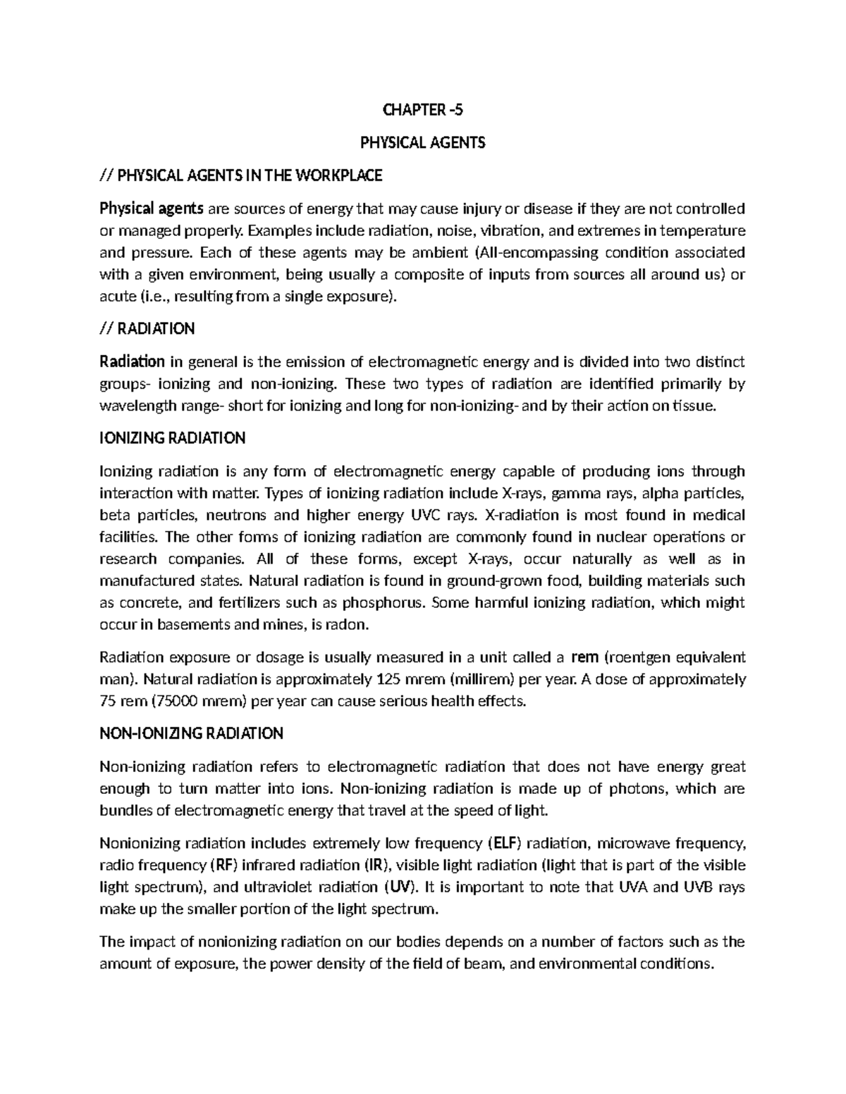 Chapter 5 - Summary Management of occupational health and safety ...