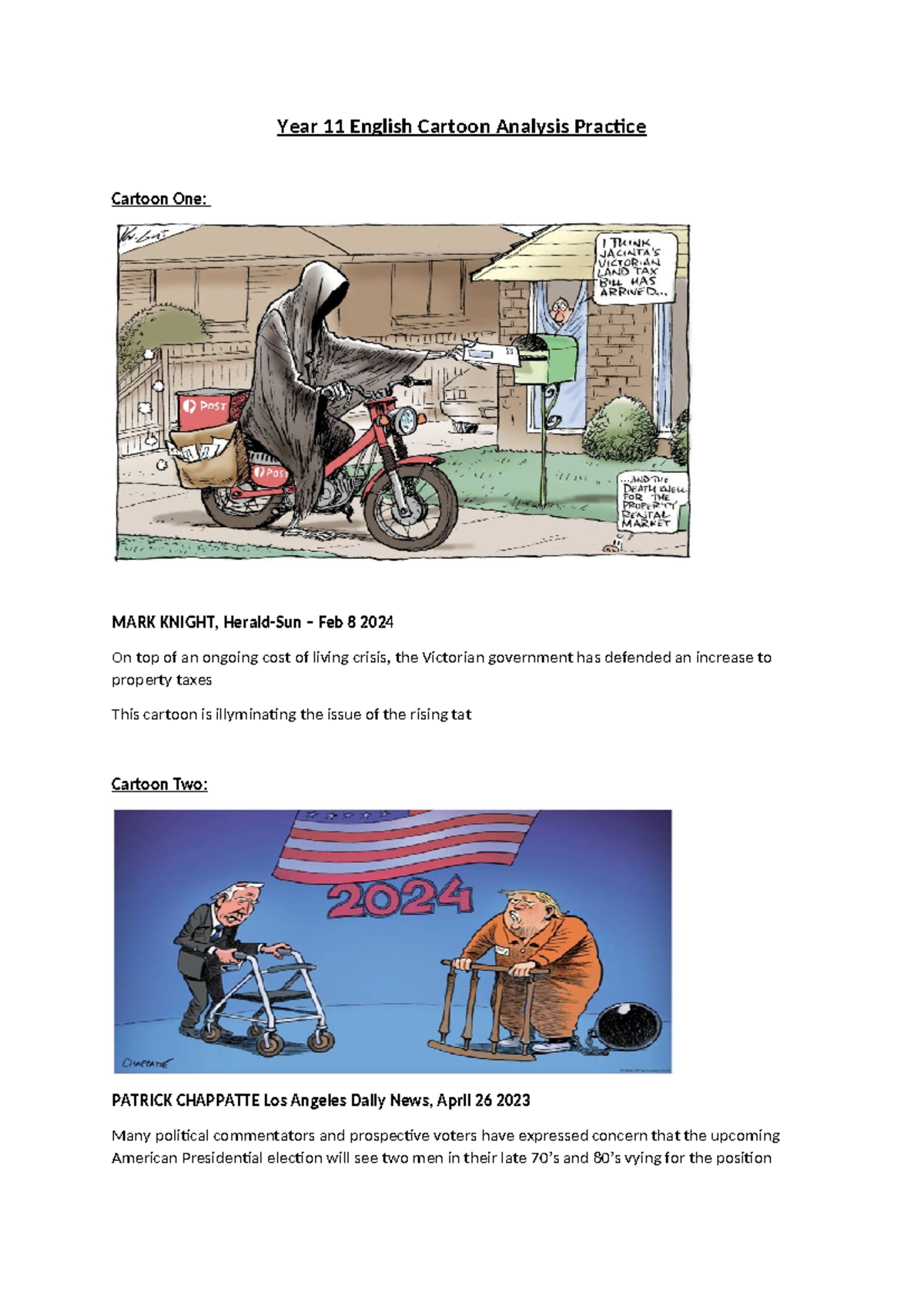 Year 11 English Cartoon Analysis Practice - Year 11 English Cartoon ...