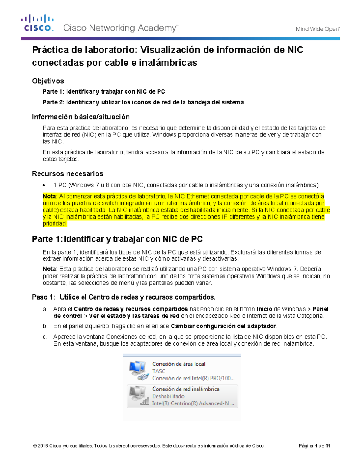 4.2.4.5 Lab - Viewing Wired and Wireless NIC Information - Práctica de laboratorio ...
