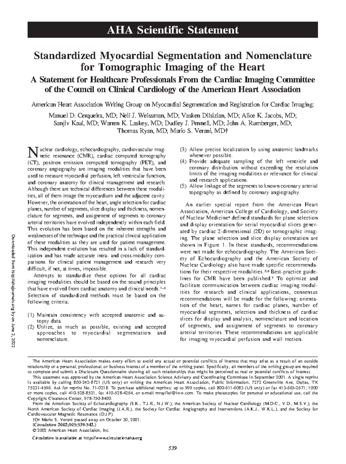 AHA 17 segmentation - Standardized Myocardial Segmentation and ...