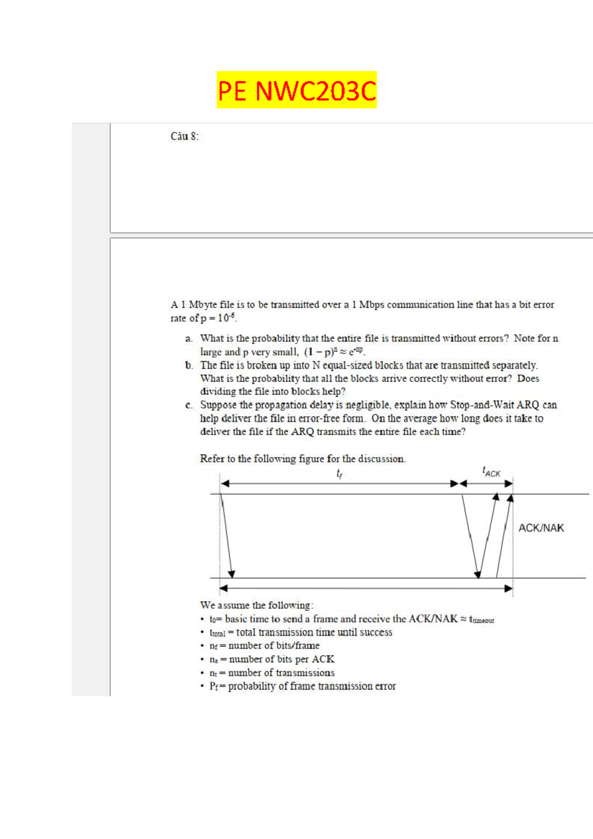 PE NWC203C - .... - Networking - PE NWC203C Sentence a) Convert to bits ...