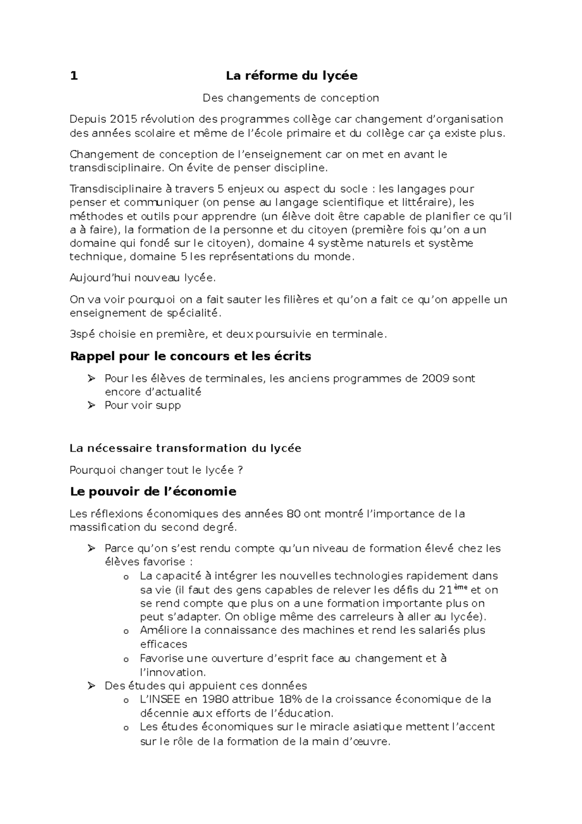 01.10.21 CM la réforme du lycée - 1 La réforme du lycée Des changements ...
