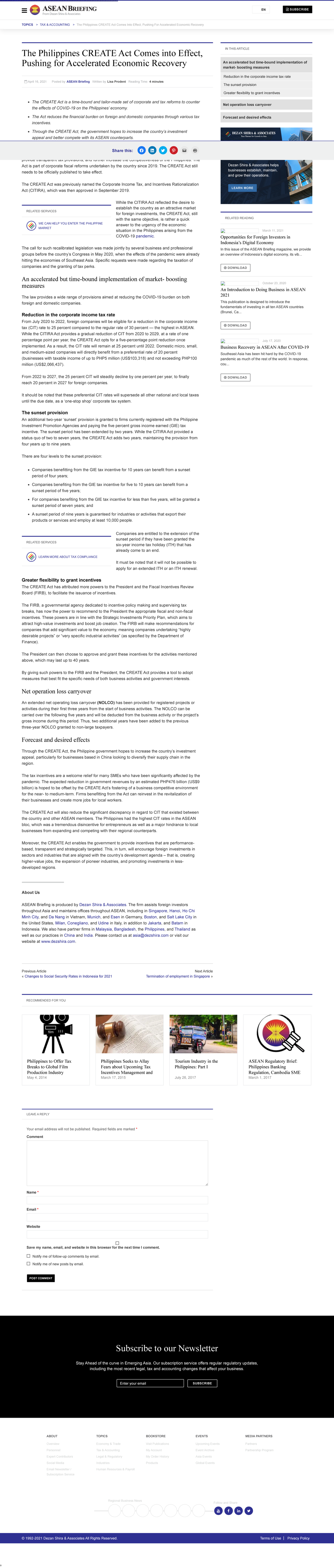 The Philippines Create Act Comes into Effect, Pushing for Accelerated ...