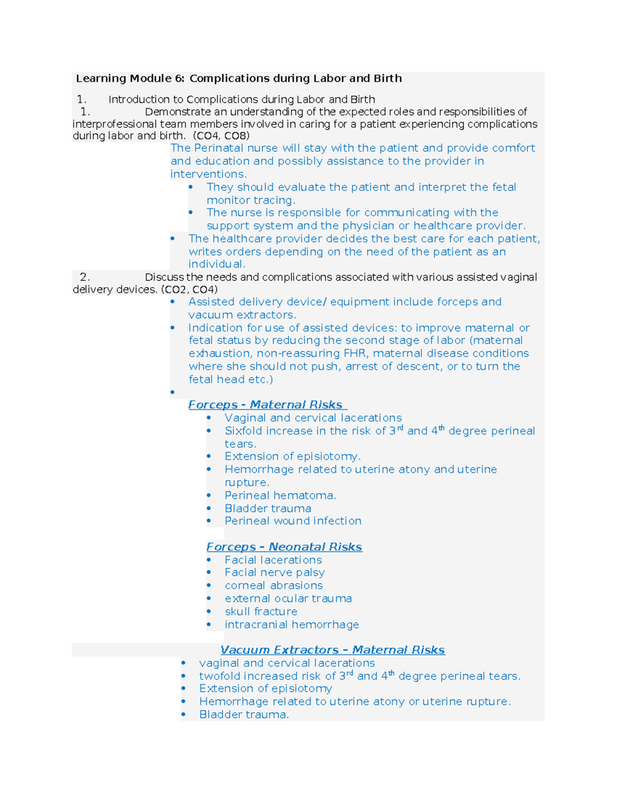 OB Exam 3 study guide 2023-12-12 17 45 02 - Learning Module 6 ...