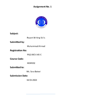 Assignment NO 2 - ASSIGNMENT NO 2 SUBMITTED BY UMAR FAROOQ SUBMITTED TO SIR ASIM NOON REG NO ...