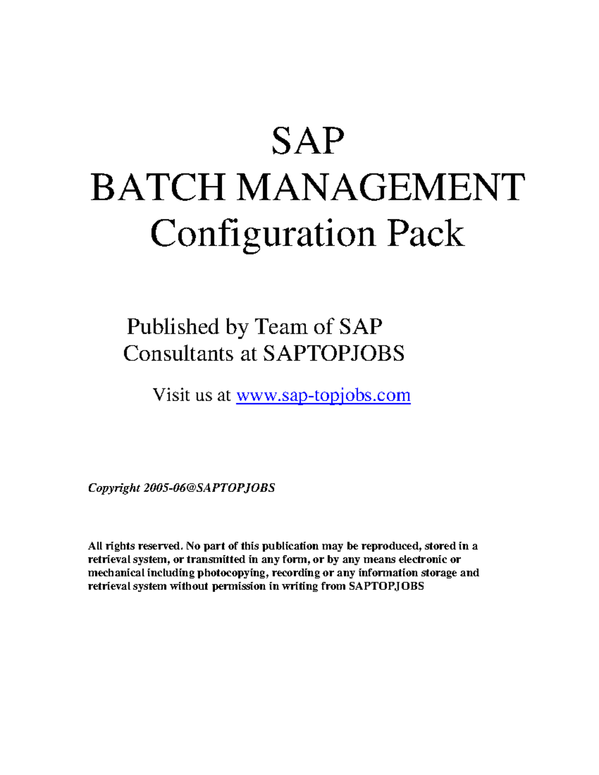 Batch management - SAP BATCH MANAGEMENT Configuration Pack Published by ...