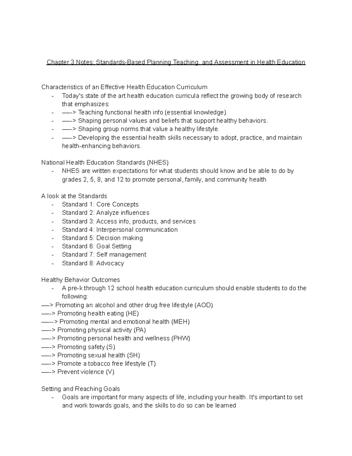 HSC CH. 3 Notes - How to prepare and teach lessons in health science ...