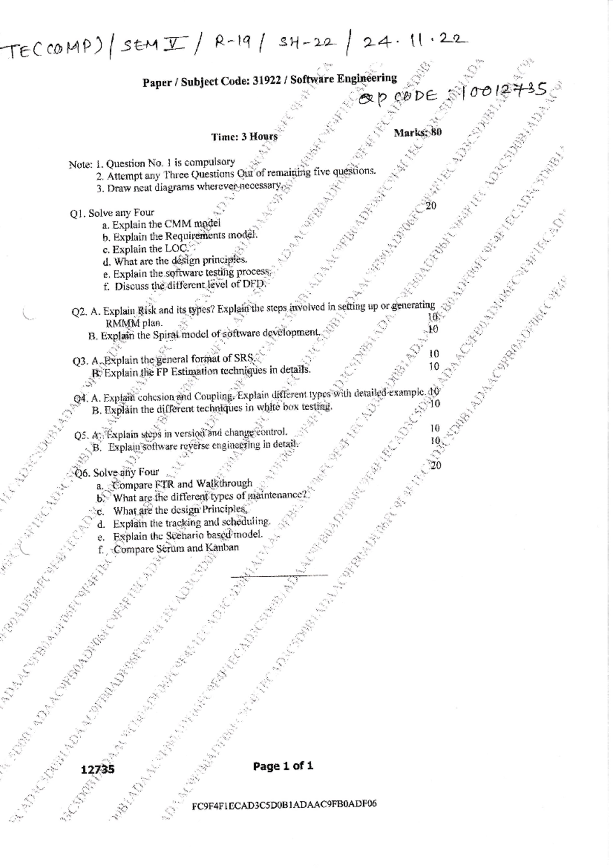 SE - SE Practice Question Papers - Computer Science - Studocu