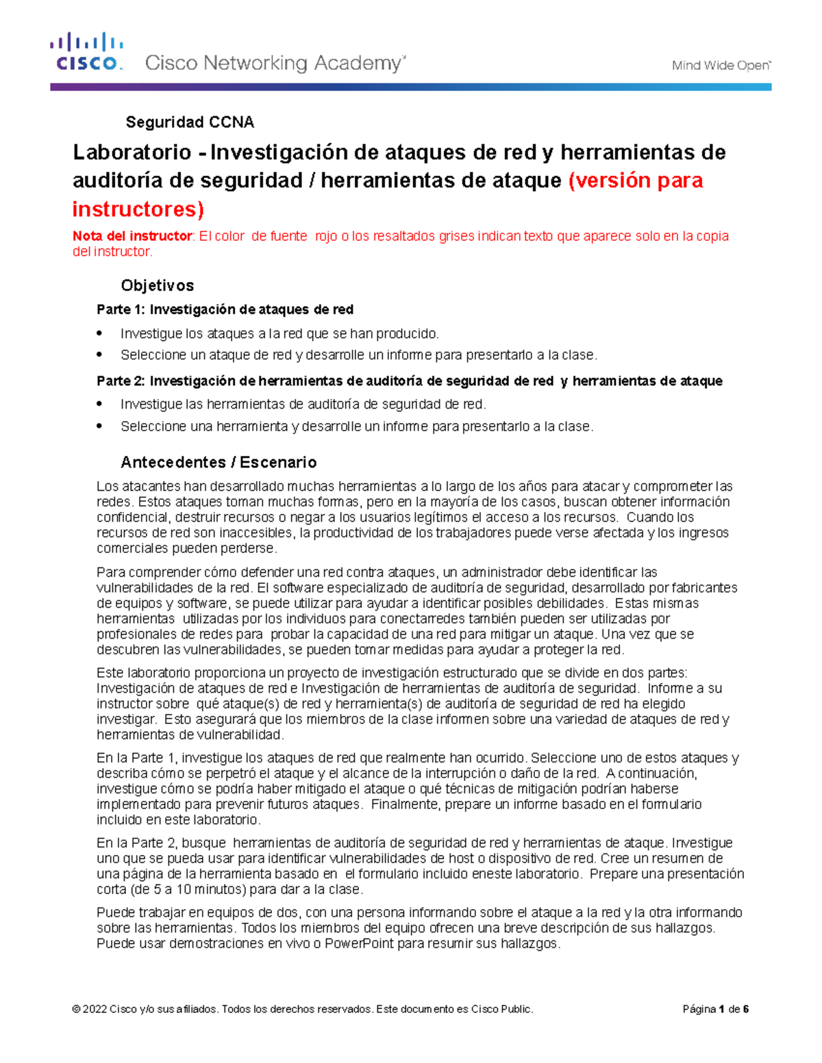 1.4.1.1 Lab esp - Researching Network Attacks and Security Audit Tools Instructor - Seguridad ...