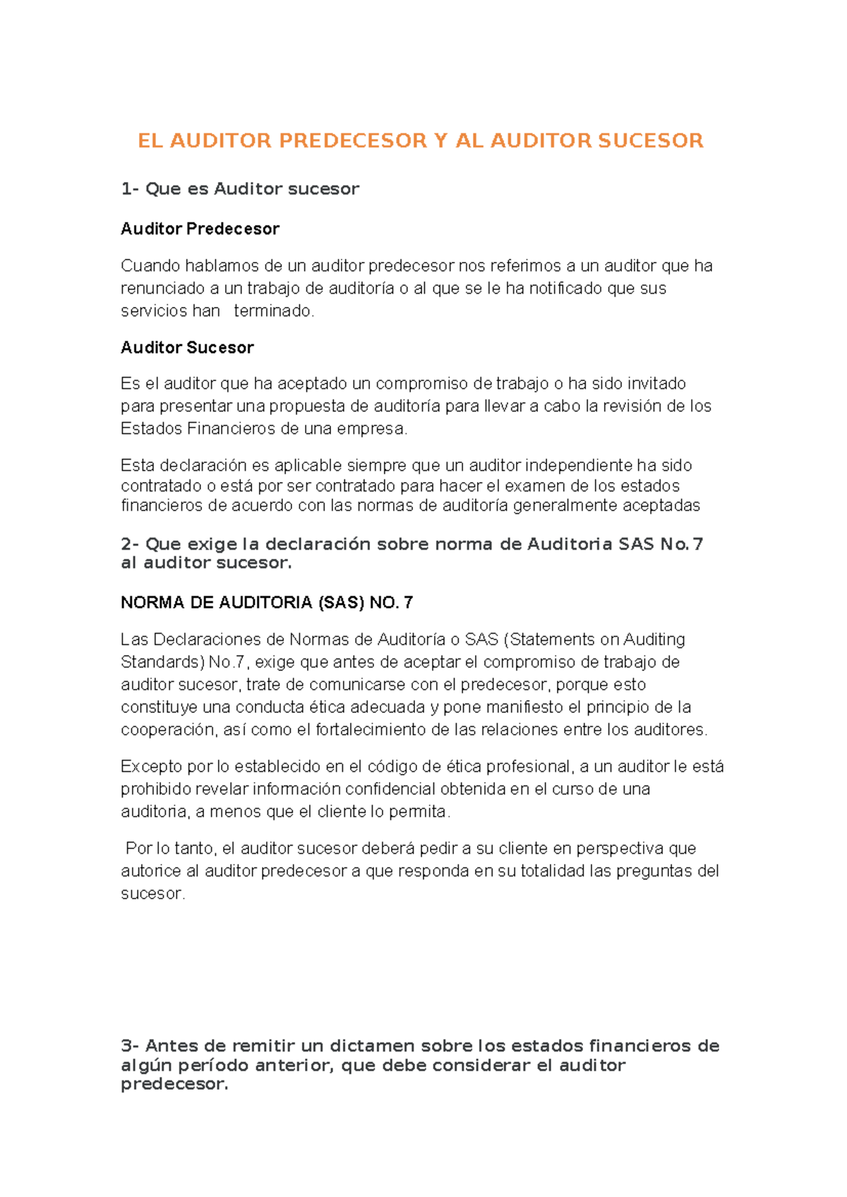 EL Auditor Predecesor Y AL Auditor Sucesor - EL AUDITOR PREDECESOR Y AL ...