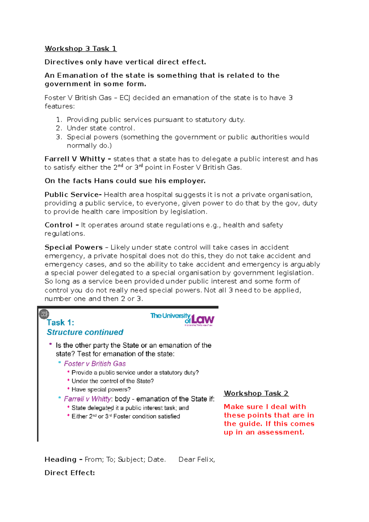 Workshop 3 Task 1 - WS3 - Workshop 3 Task 1 Directives only have vertical direct effect. An ...
