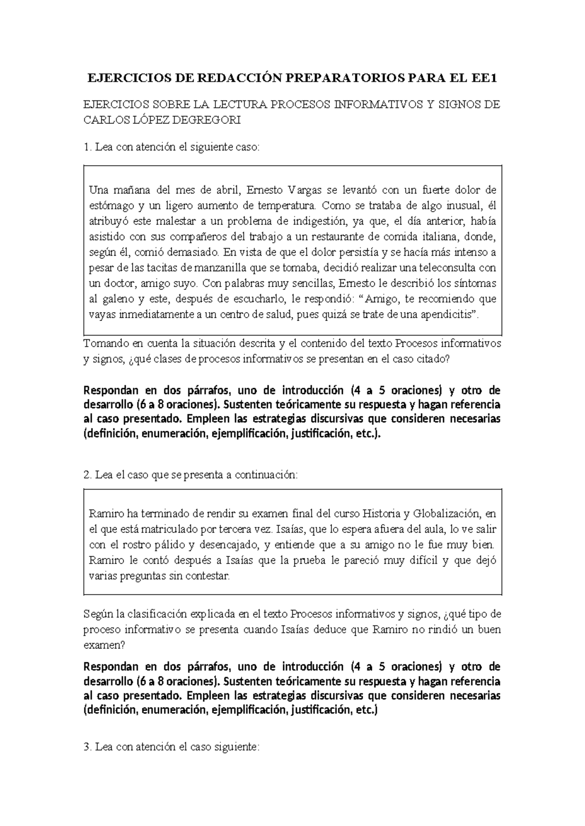 Ejercicios de Redacción - Examen Escrito 1 - EJERCICIOS DE REDACCIÓN ...