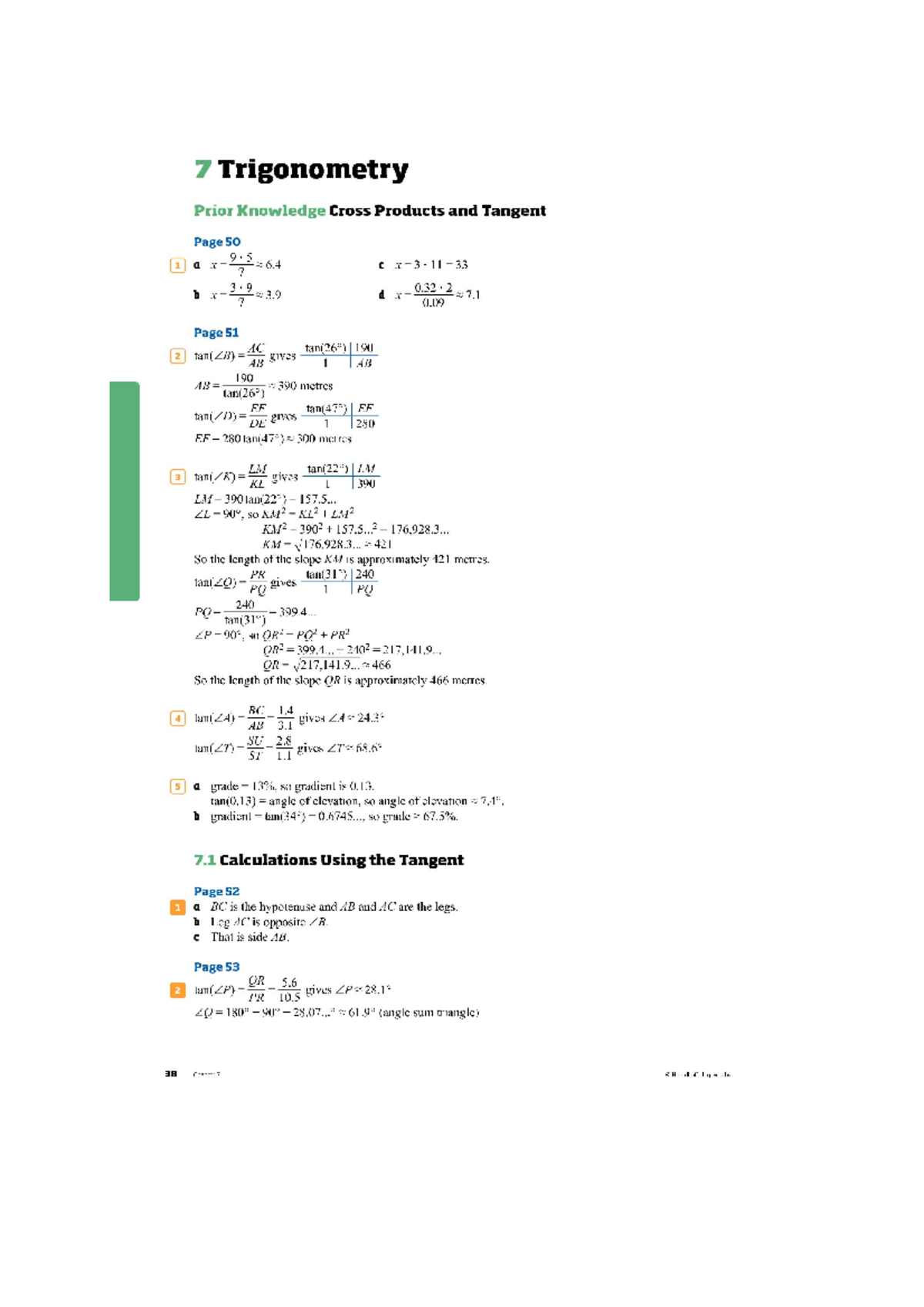 Trigenometry - antwoorden numbers and spaces 3e ed - Wiskunde - Studeersnel