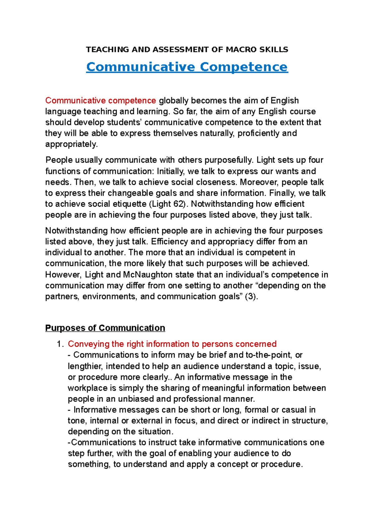 SEE2208 Communicative Competence - TEACHING AND ASSESSMENT OF MACRO ...