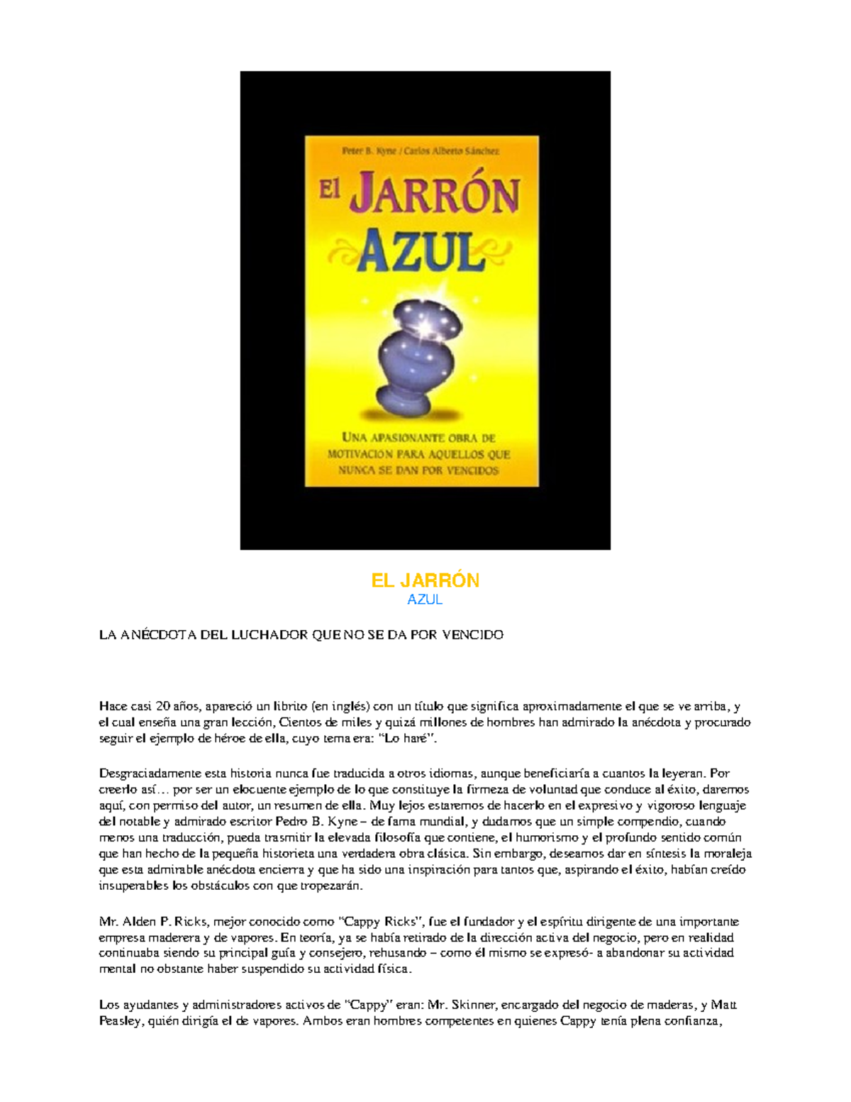 El jarron azul - libro para leer - EL JARRÓN AZUL LA ANÉCDOTA DEL LUCHADOR QUE NO SE DA POR ...