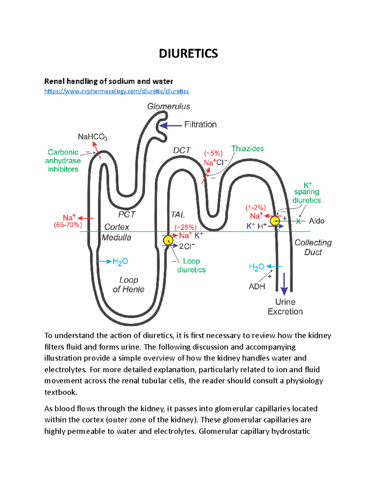 Diuretics - DIURETICS Renal handling of sodium and water cvpharmacology ...