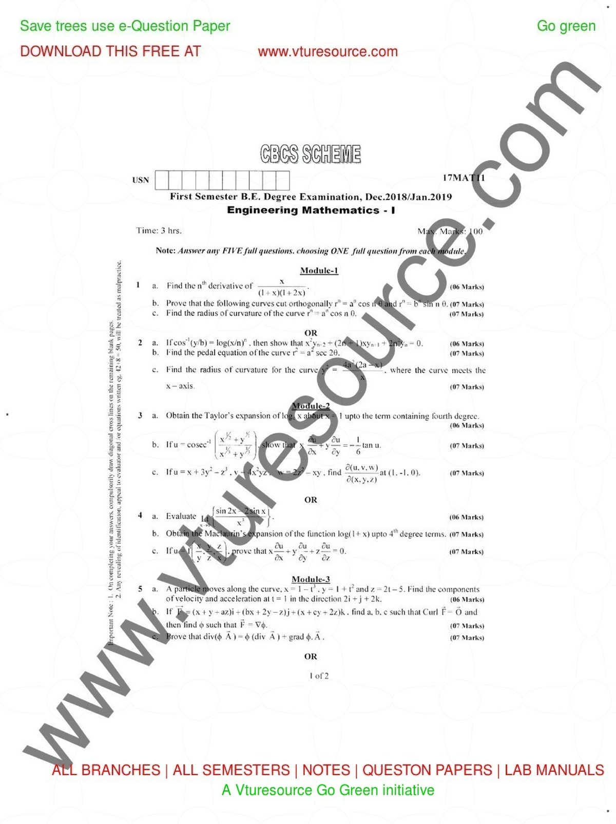 Jan-2019 - Engineering Mathematics - Studocu