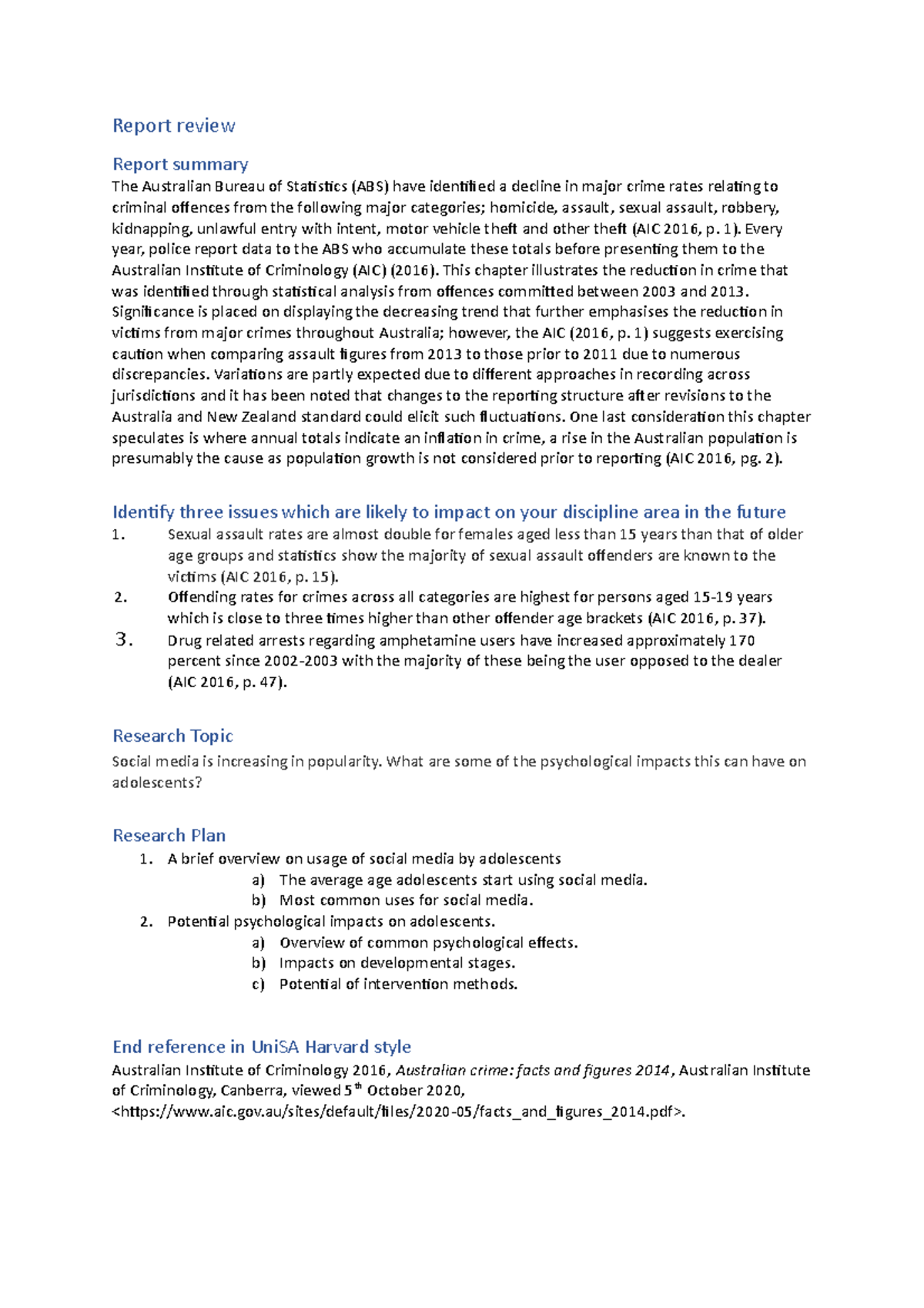 Rrfinal 5102020 - notes for exam preparation - Report review Report ...