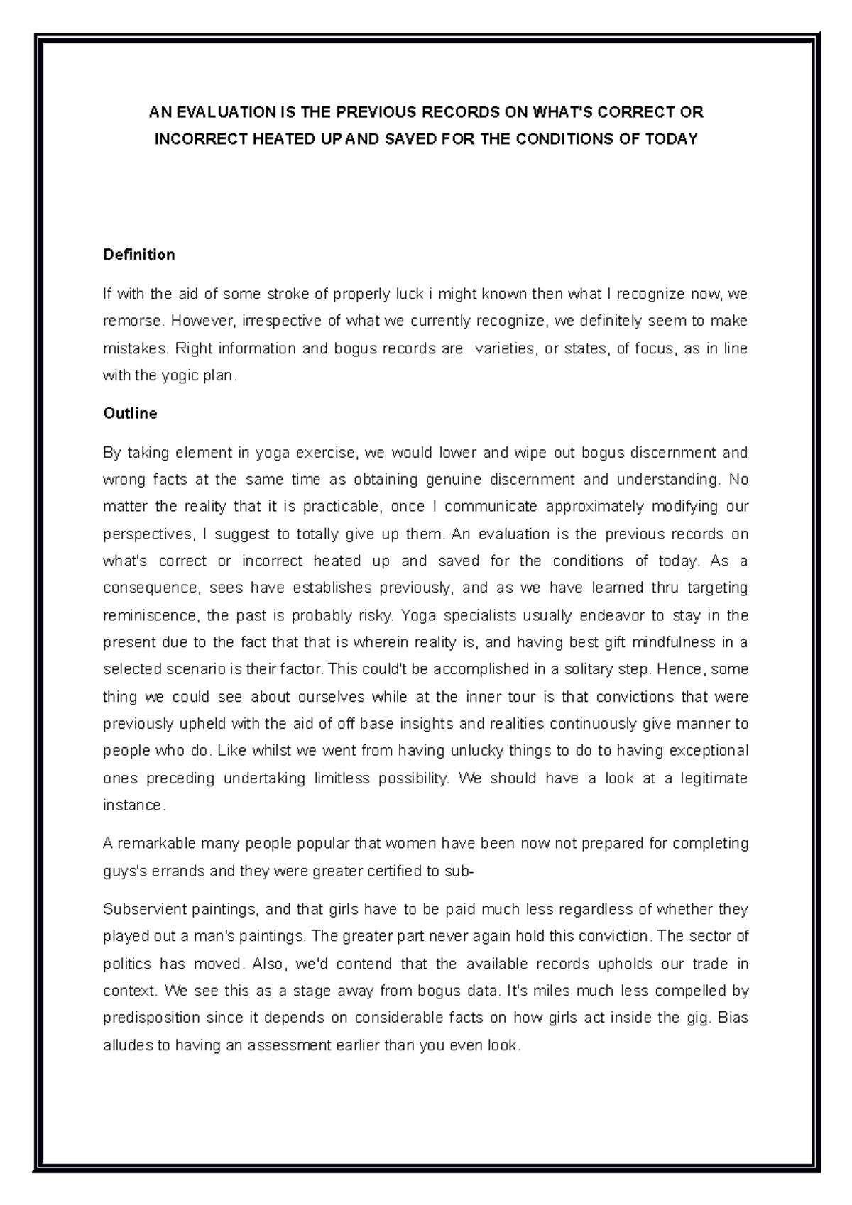 AN Evaluation IS THE Previous Records ON WHAT'S Correct OR Incorrect ...