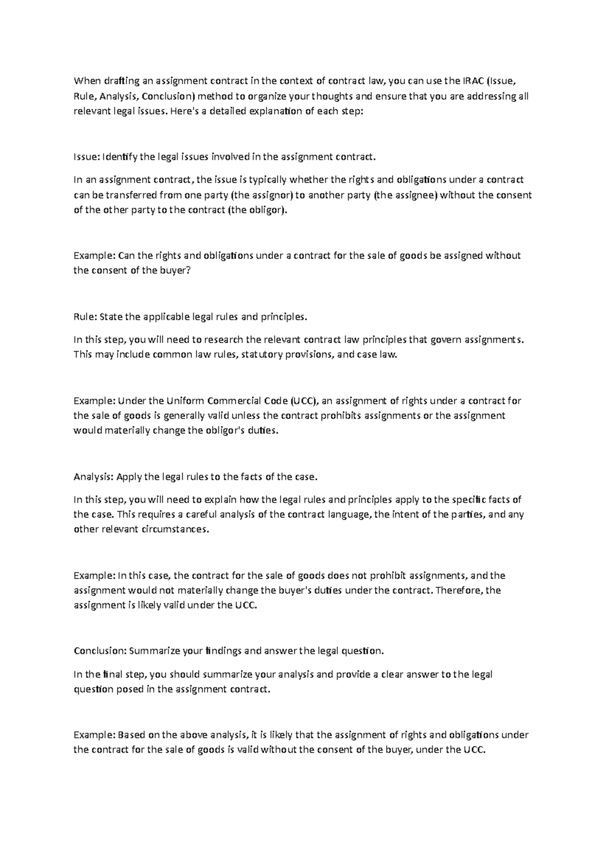 HOW TO Draft AN Assignment Using IRAC - When drafting an assignment ...