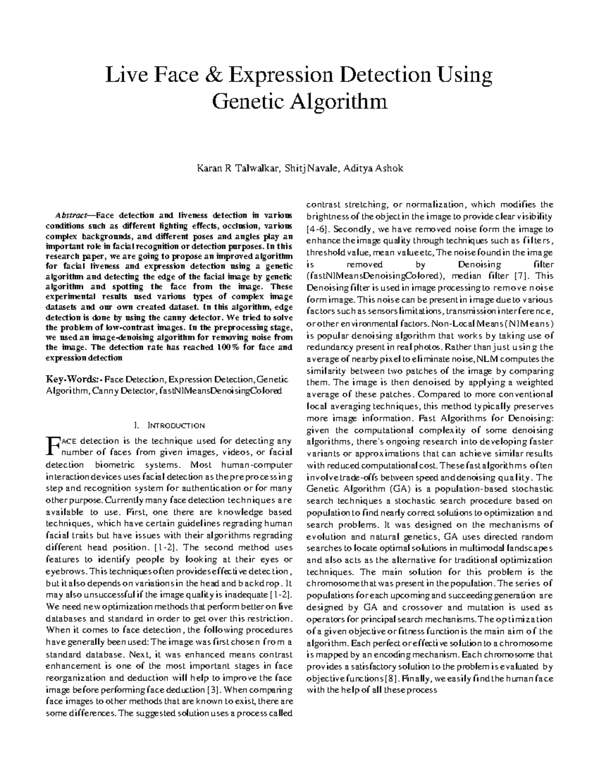 EC Paper - Abstract—Face detection and liveness detection in various ...