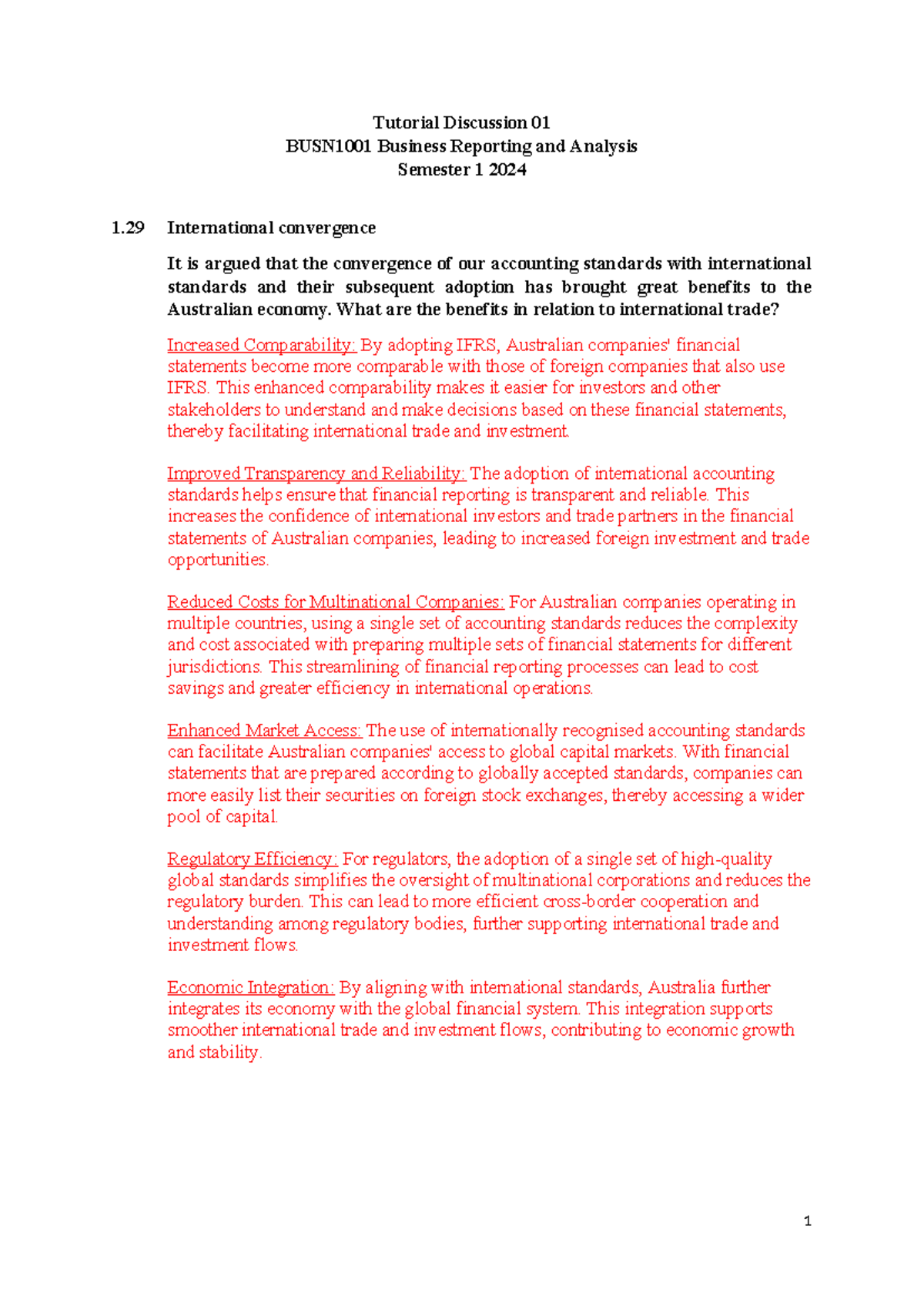 BUSN1001 Tutorial Discussion 01 - Questions - Tutorial Discussion 01 ...