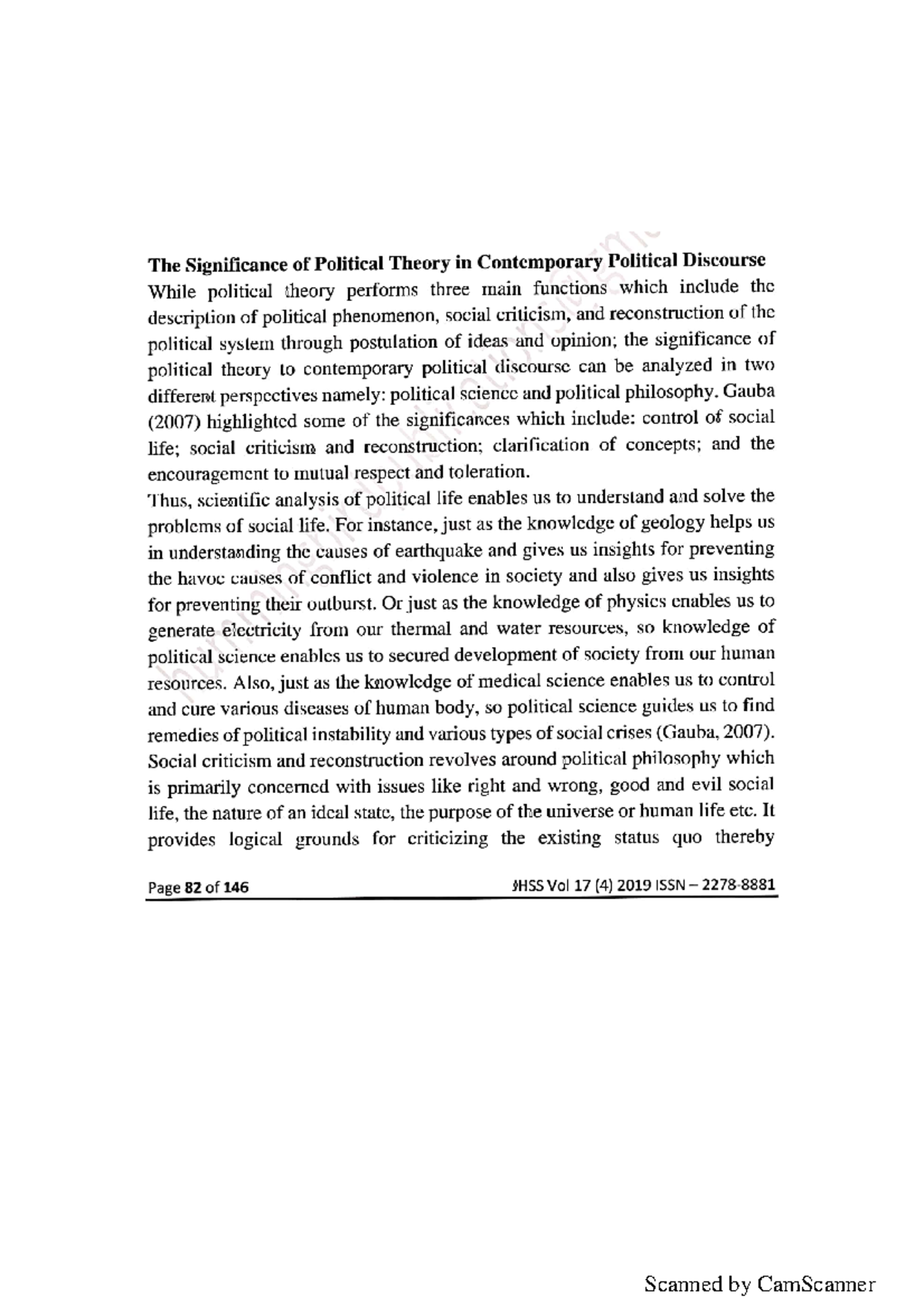 Significance of the political theory in contemporary political ...