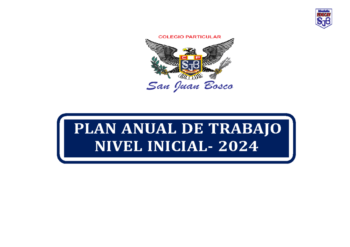 PAT- Inicial-2024 Bosco - PLAN ANUAL DE TRABAJO NIVEL INICIAL- 2024 I ...
