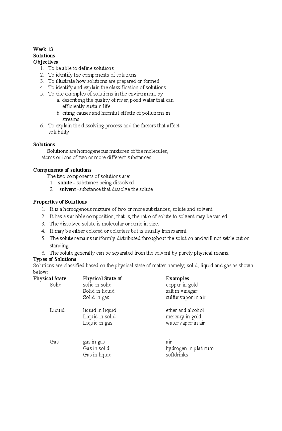 CHEM 111 WK 13 Solution A - Week 13 Solutions Objectives 1. To be able ...
