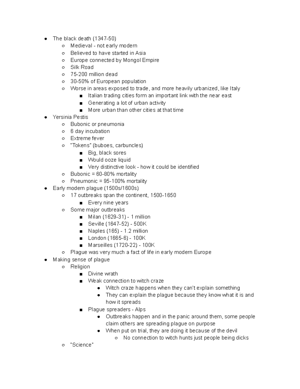 Week 6 Plague - Lecture notes 6 - The black death (1347-50) Medieval ...