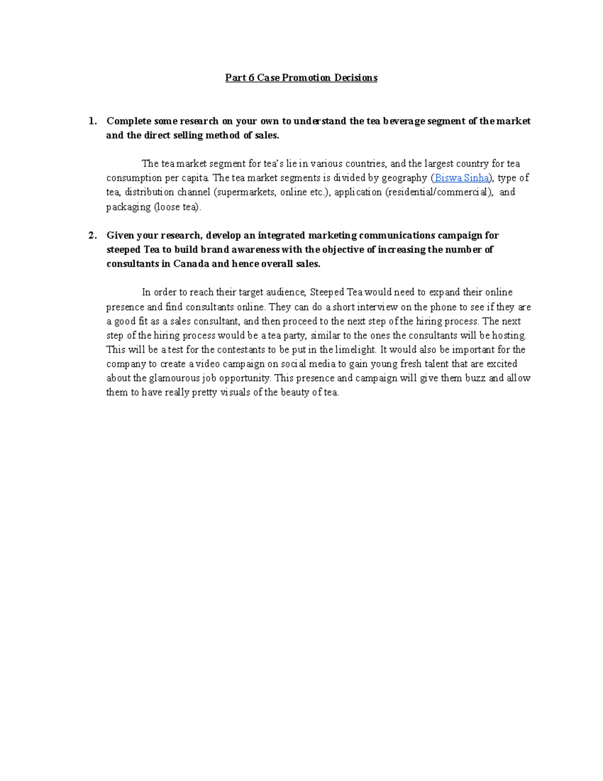 Week 10 Case - assignment - Part 6 Case Promotion Decisions Complete ...