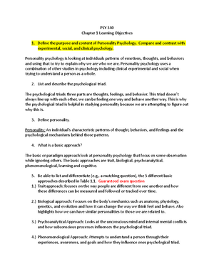 Chapter 5 - Learning objectives these questions are very similar to exam questions - PSY 340 ...