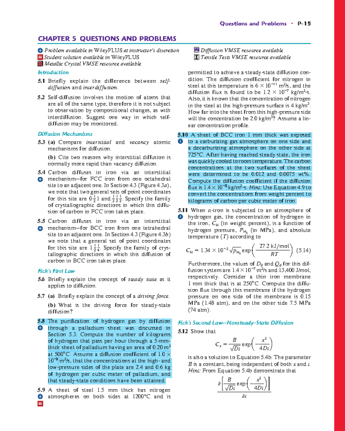 Cap5 Enunciados - trabajo - Questions and Problems • P- CHAPTER 5 ...
