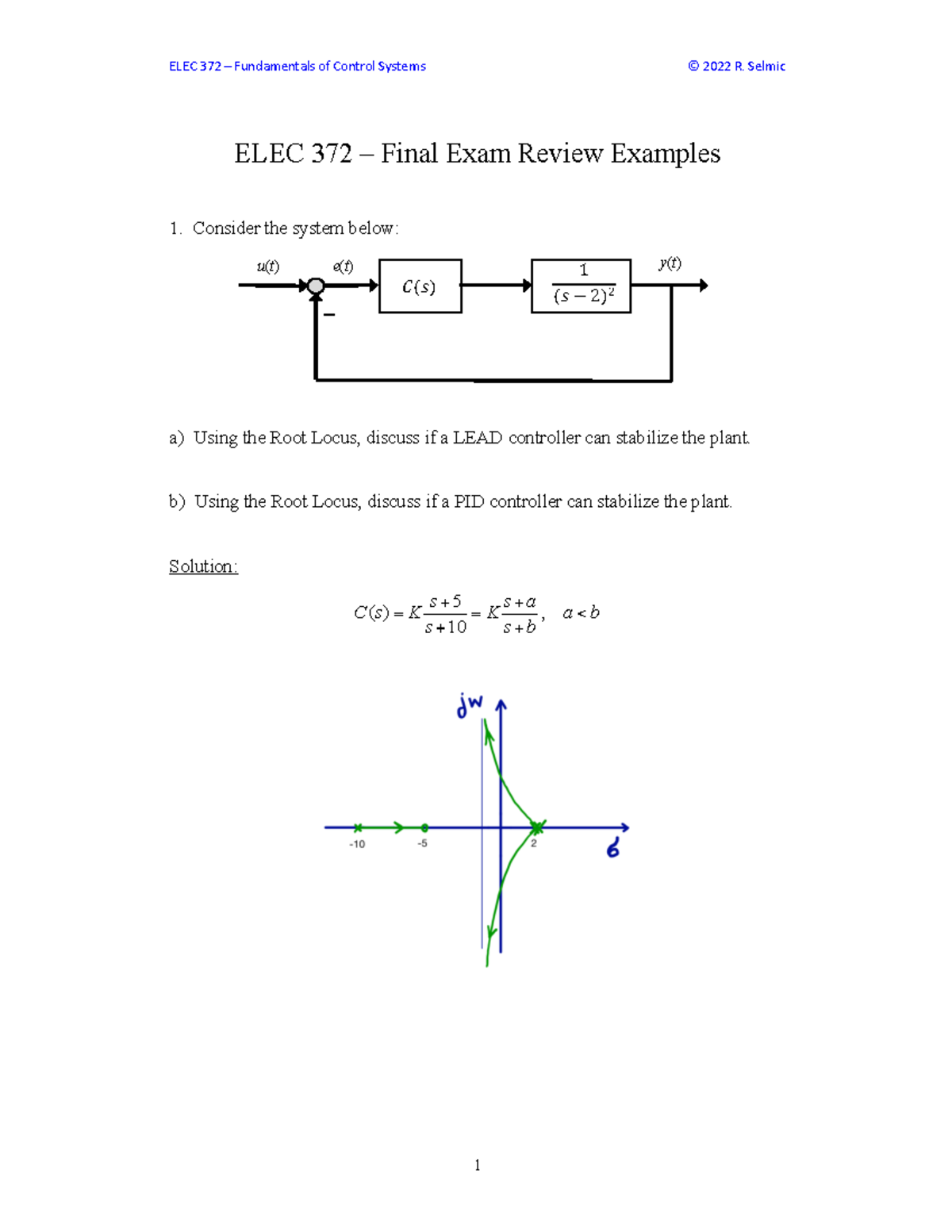 ELEC 372 Final Review (Summer 2022) - ELEC 372 3 Final Exam Review ...