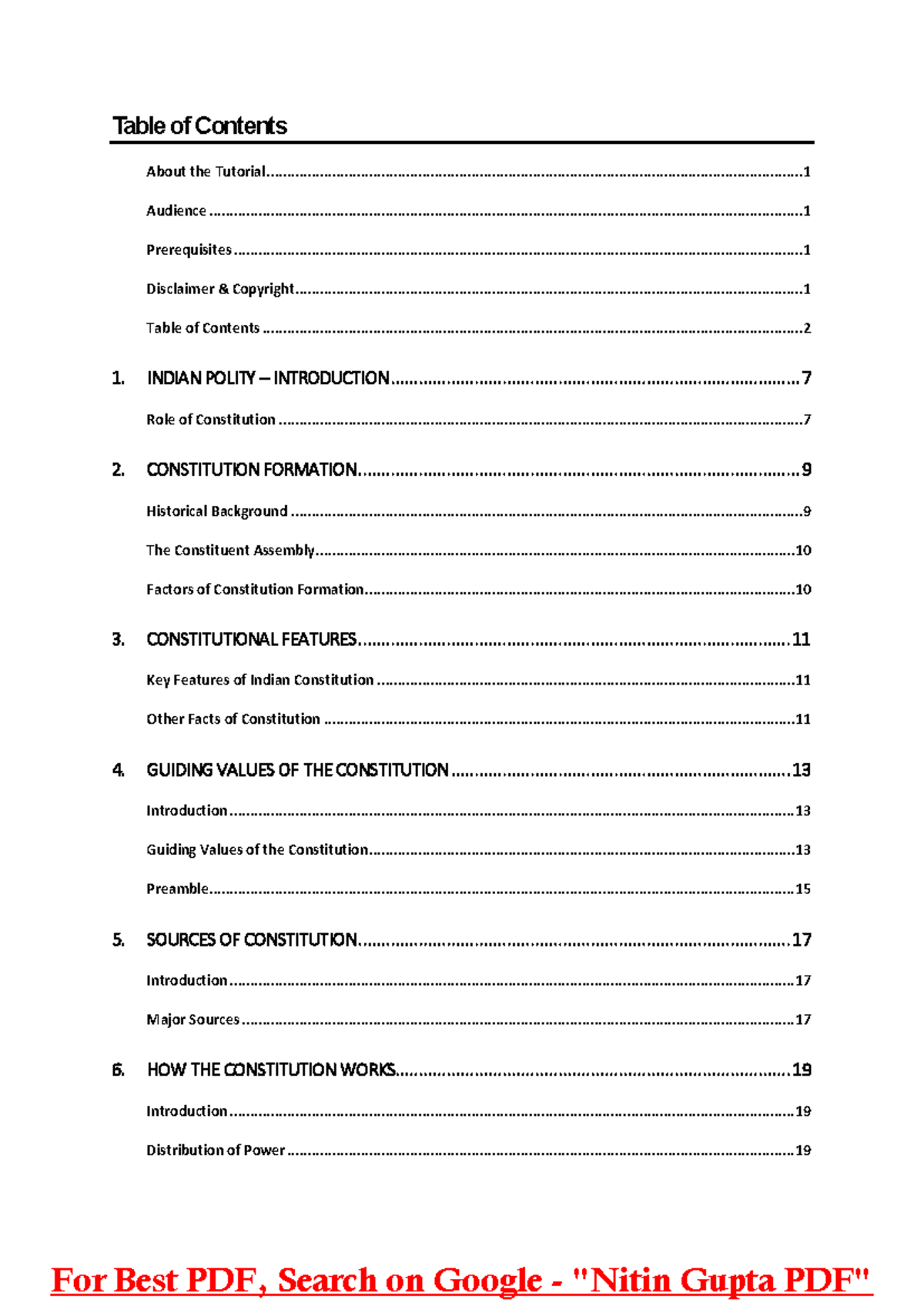 Indian Polity PDF Notes in English - Table of Contents About the ...