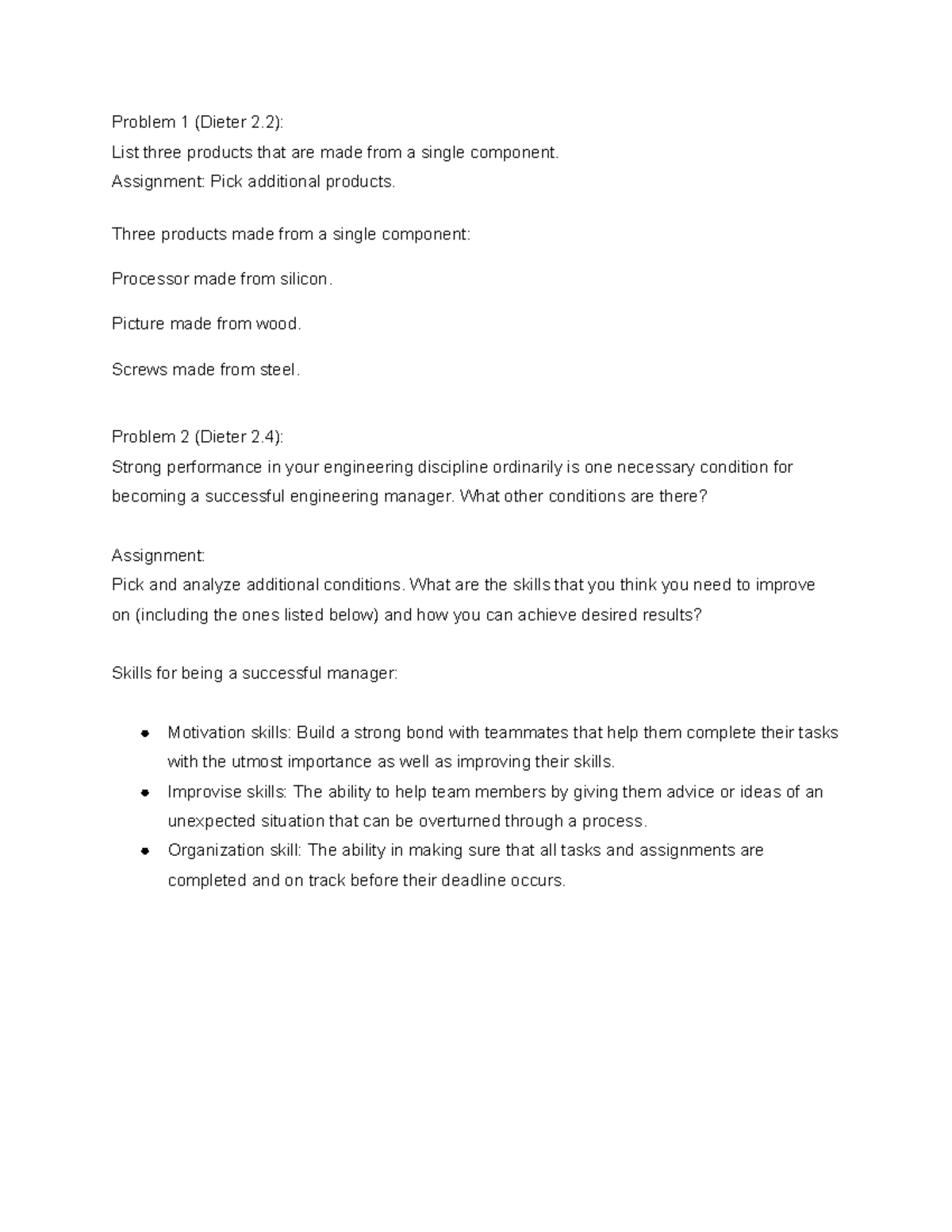 Homework 2 - MAE 682 - Individual assignments only - List three ...